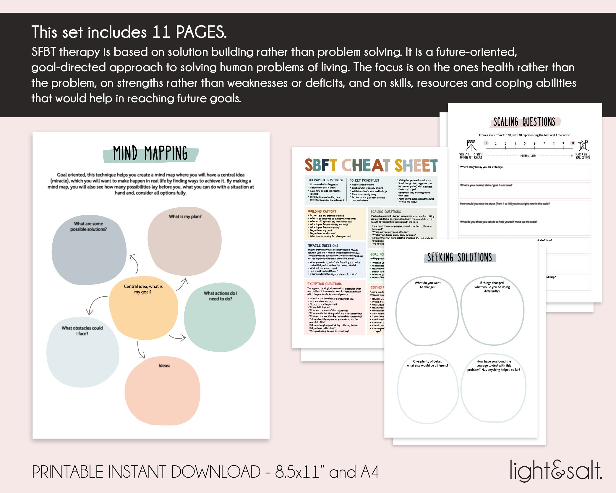 SFBT Solution Focused Therapy DBT Skills Therapy Worksheet - Etsy