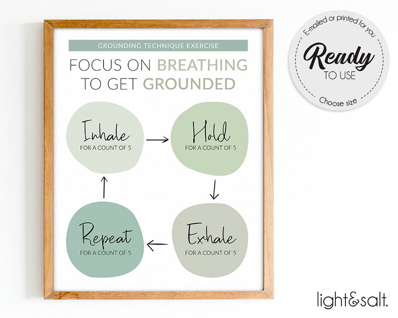 Grounding Technique Breathing Exercise Art Print (digital Download) - Etsy
