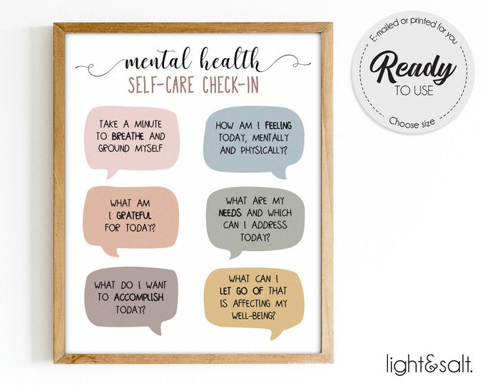 Feelings Check in Poster, Mental Health Poster, Self Care Poster, Daily ...