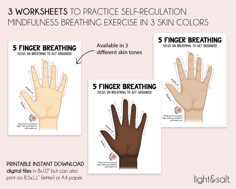 5 Finger Breathing Exercise, Hand Breathing, Grounding Technique ...