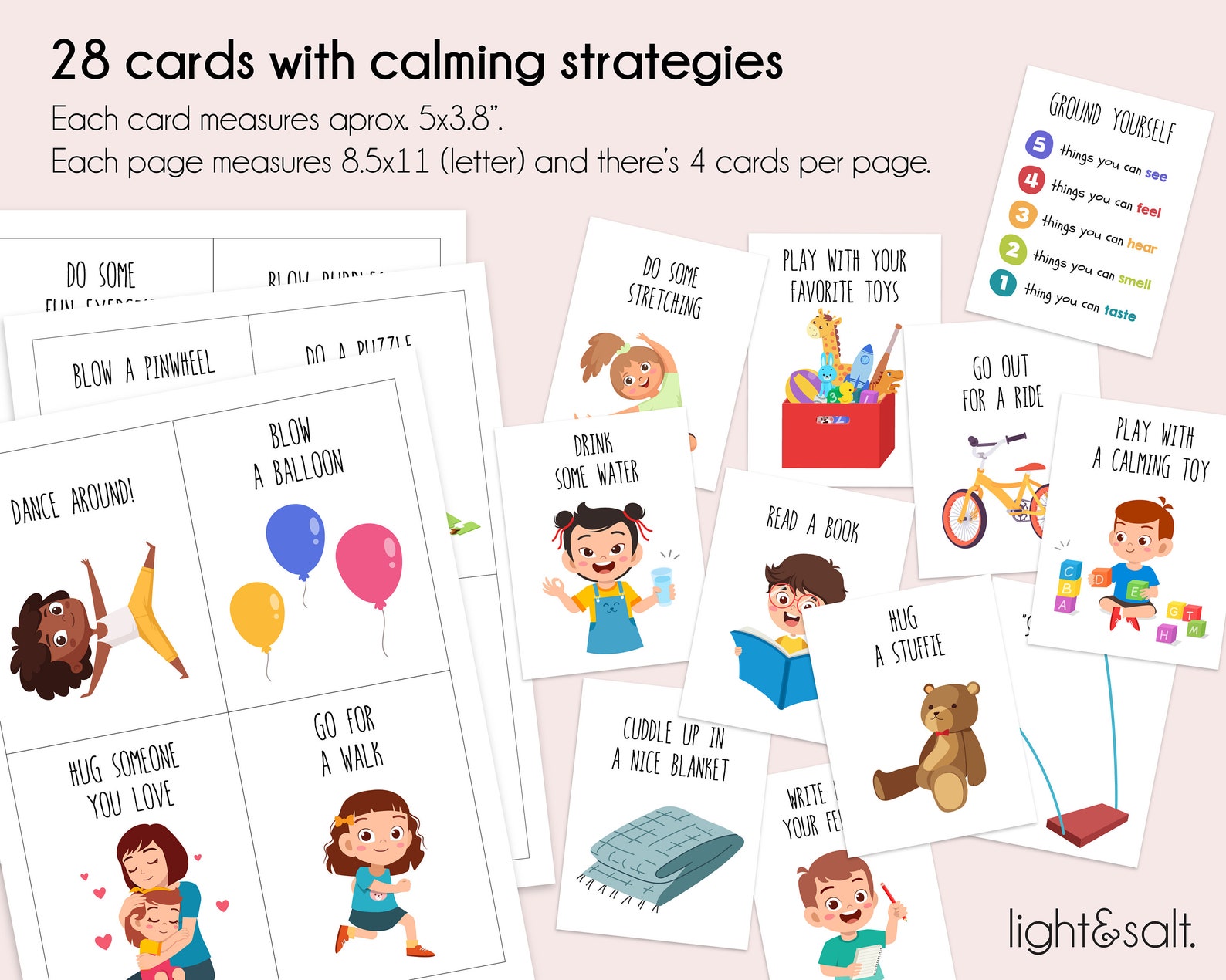 Kids Calm Down Coping Skills Cards, Grounding Technique, School ...