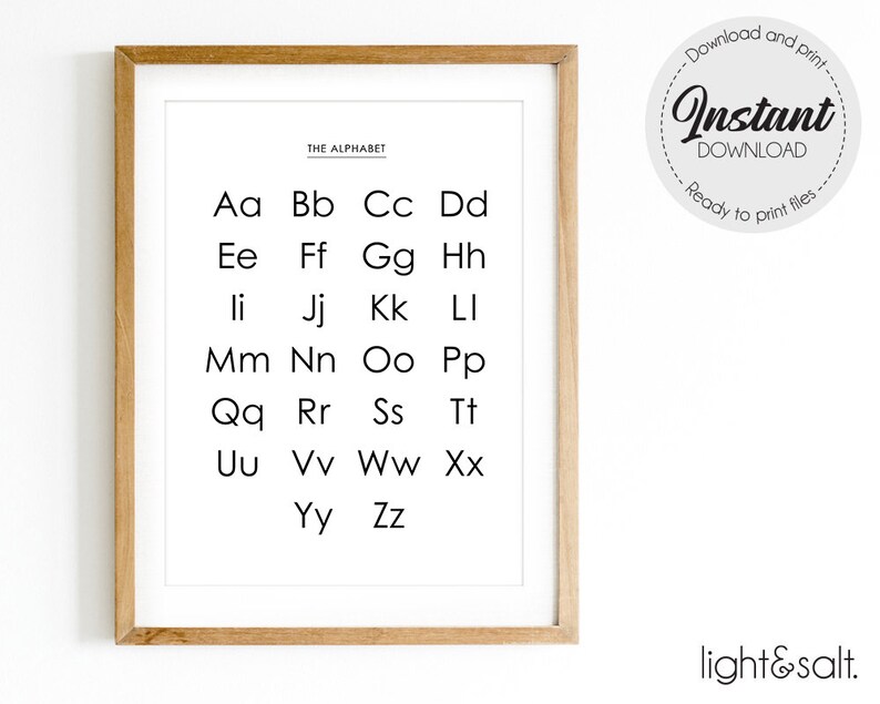 Alphabet Printable Alphabet Chart ABC Poster Homeschool - Etsy