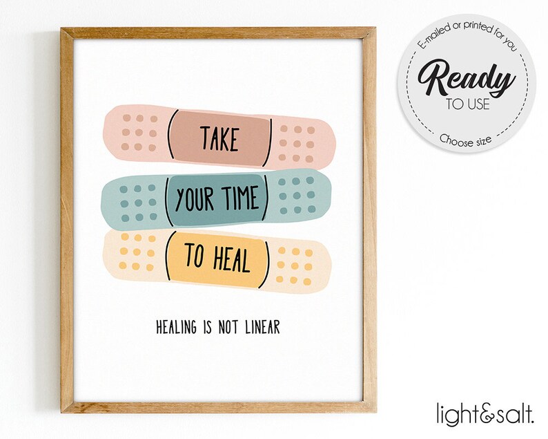 Healing is Not Linear Print, Take Your Time to Heal, Mental Health ...