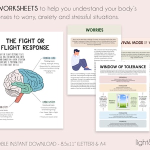 The Fight or Flight Response Workbook, Therapy Worksheets, Stress ...