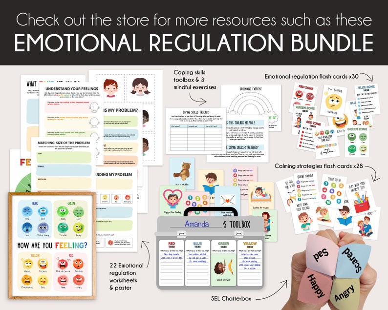 Zones of Regulation Coping Skills Cards, Feelings Awareness Tool ...