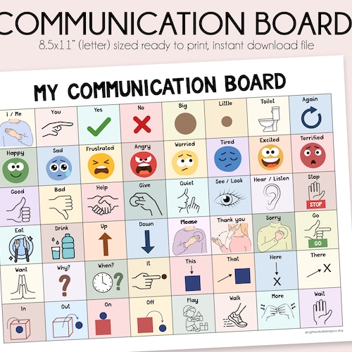 Basic Communication Board for Kids Language Board - Etsy