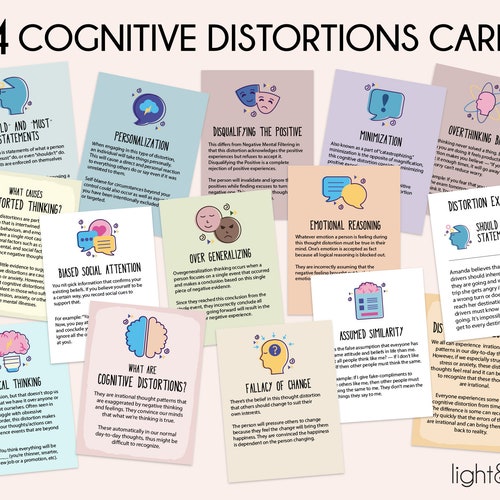 Cognitive Distortion Flashcards DBT Coping Skill Cards DBT - Etsy
