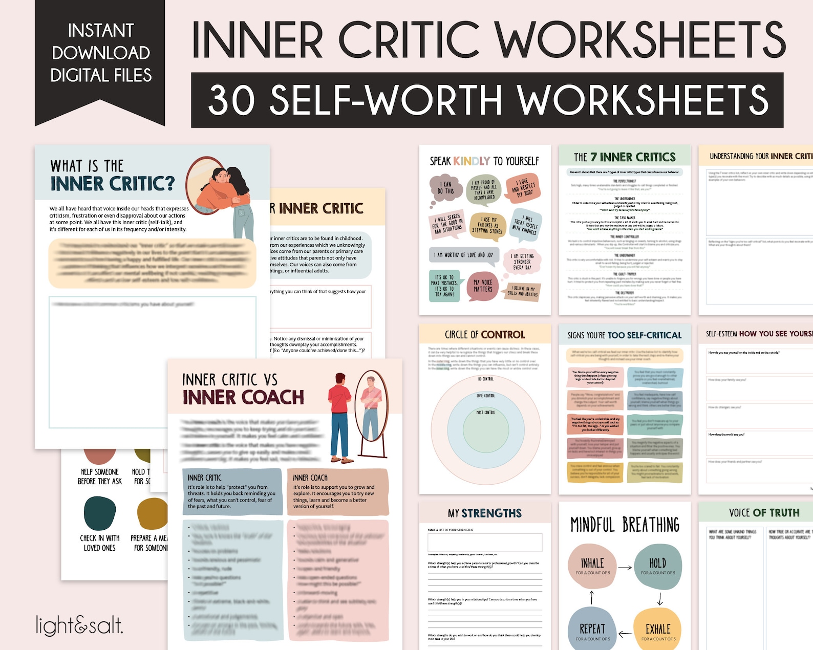 Inner Critic Workbook Self Esteem Worksheets Self Help - Etsy