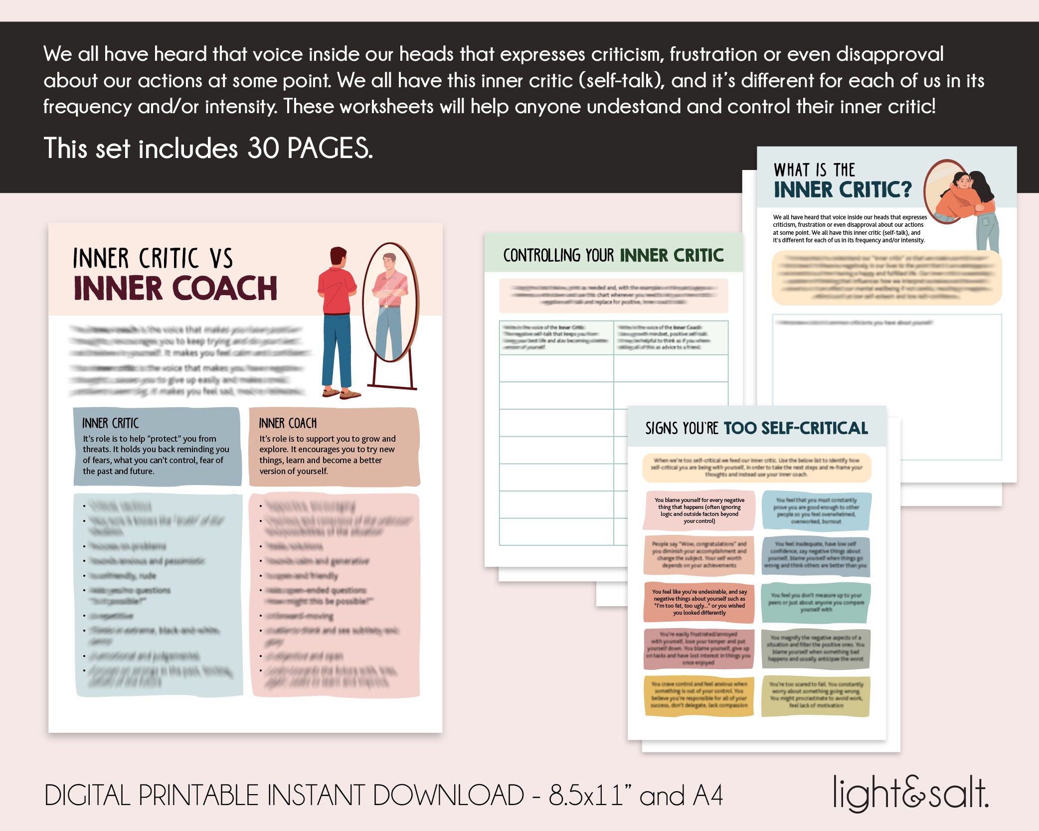 Inner Critic Workbook Self Esteem Worksheets Self Help - Etsy