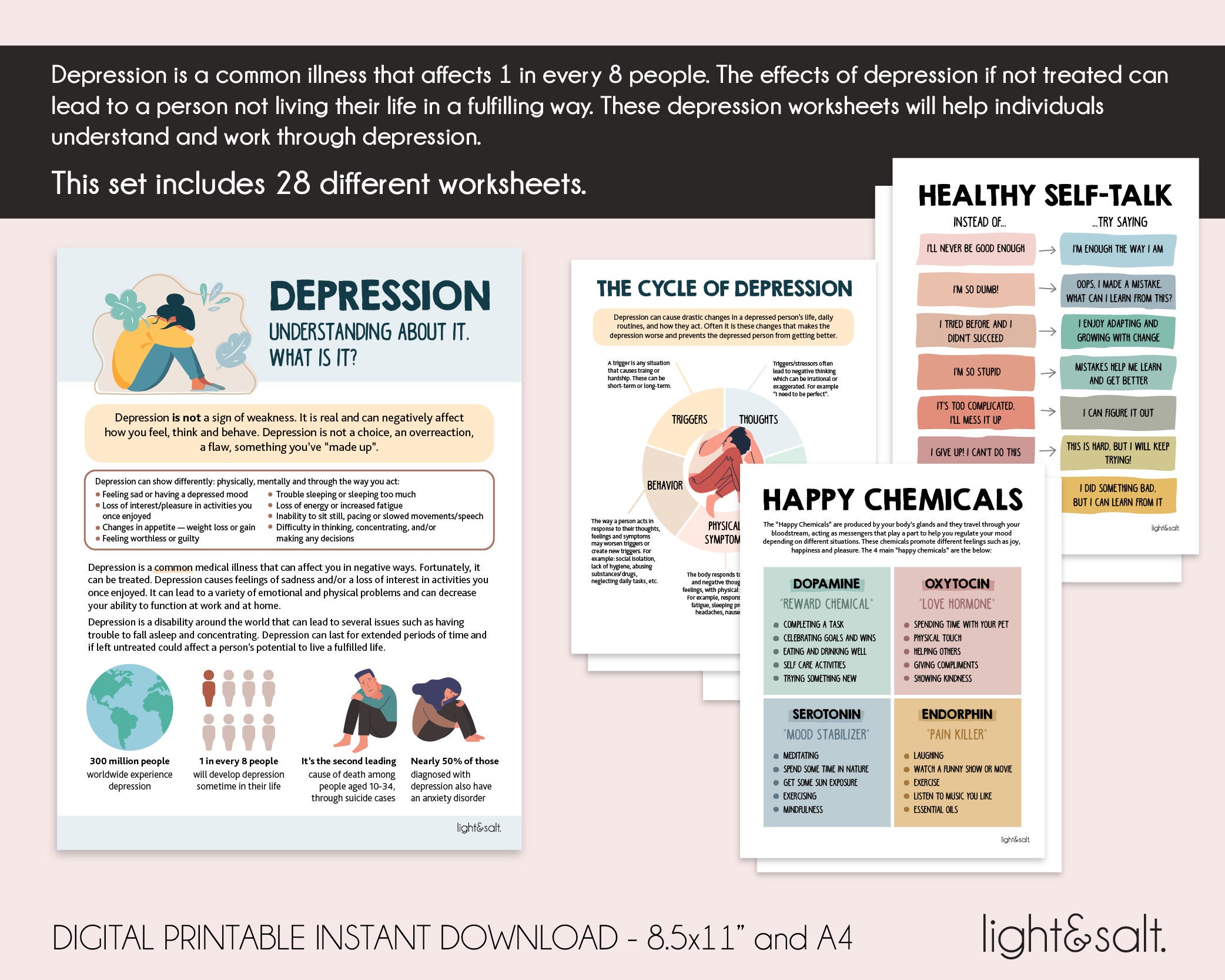The Depression Spiral Worksheets Depression Anxiety - Etsy