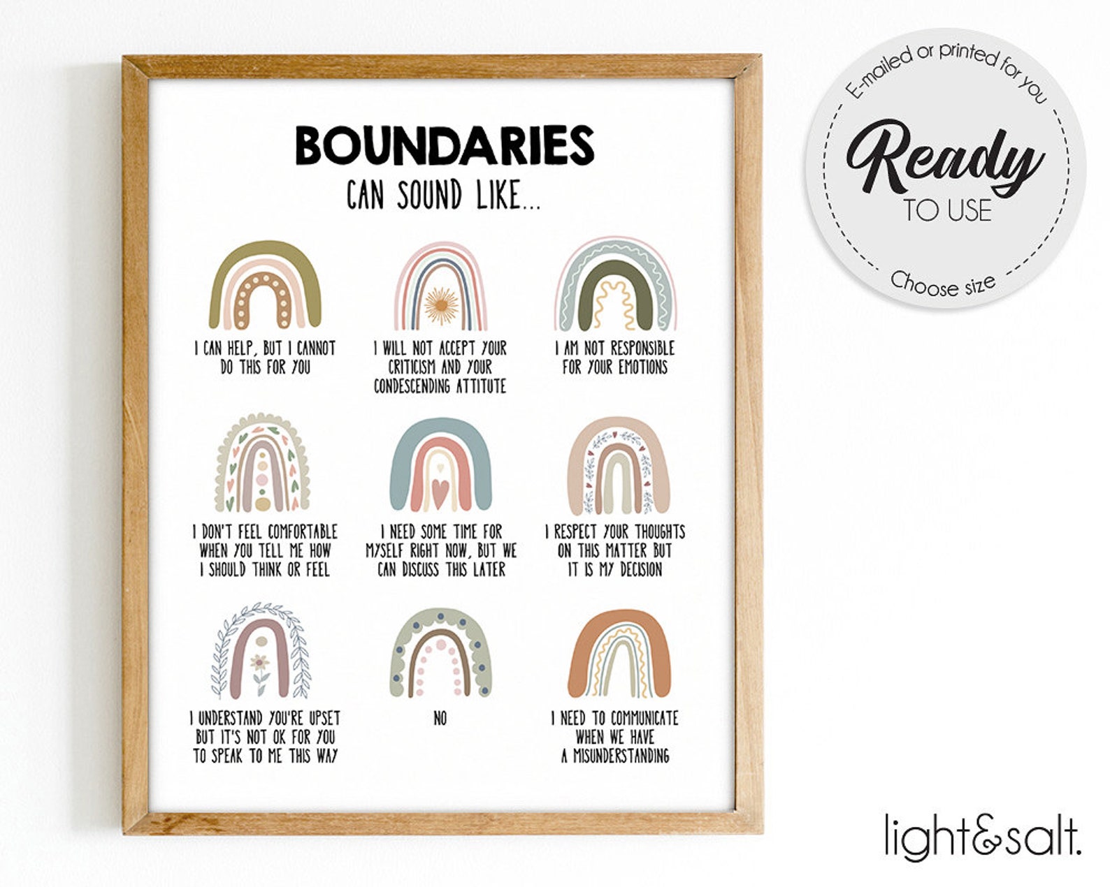 Boundaries Print, Mental Health Poster, Psychology Art, Therapy Office ...