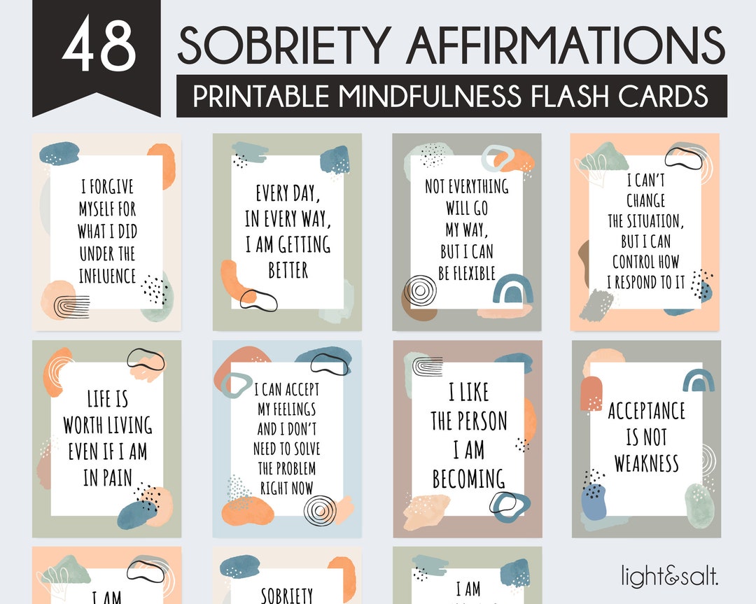 Sobriety Affirmation Cards, Affirmations for Recovery, AA, Addiction ...