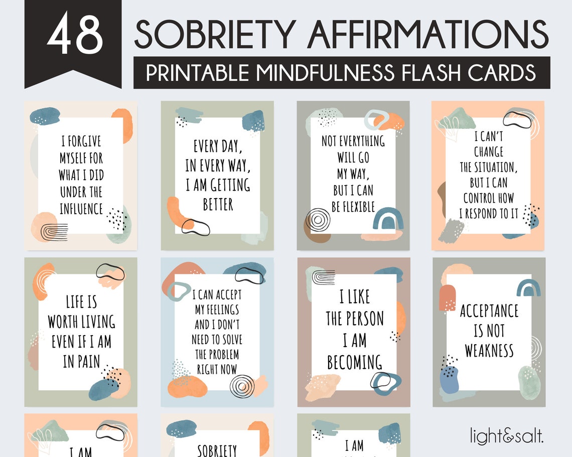 Sobriety Affirmation Cards Affirmations for Recovery AA - Etsy