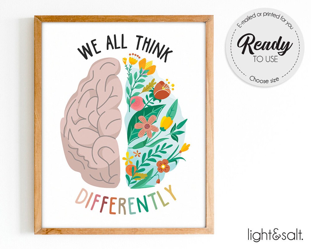 We All Think Differently Poster, Growth Mindset Poster, Therapy Office ...