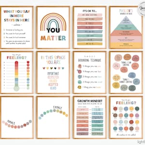 School Counselor Office Decor Set of 12, Mental Health Poster, Therapy ...