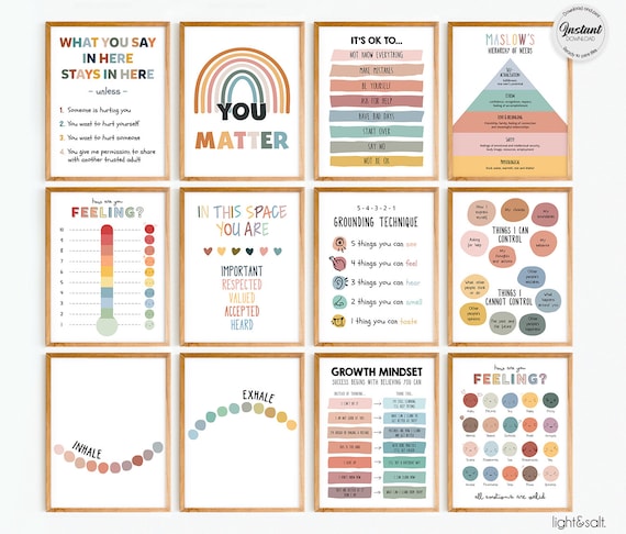 School Counselor Office Decor Set of 12 Mental Health Poster - Etsy