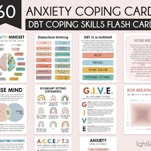Anxiety Coping Skills Flashcards, DBT Cards, Dialectical Behavior ...