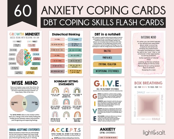 Anxiety Coping Skills Flashcards DBT Cards Dialectical - Etsy