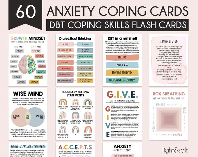 52 DBT Flashcards, Dialectical Behavior Therapy Coping Skills Cards ...