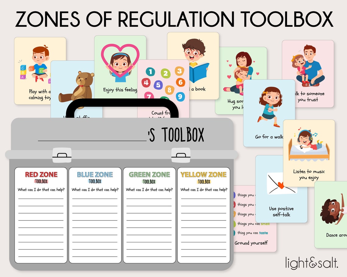 Zones Of Regulation Bundle 40 Off Coping Skills Cards Etsy