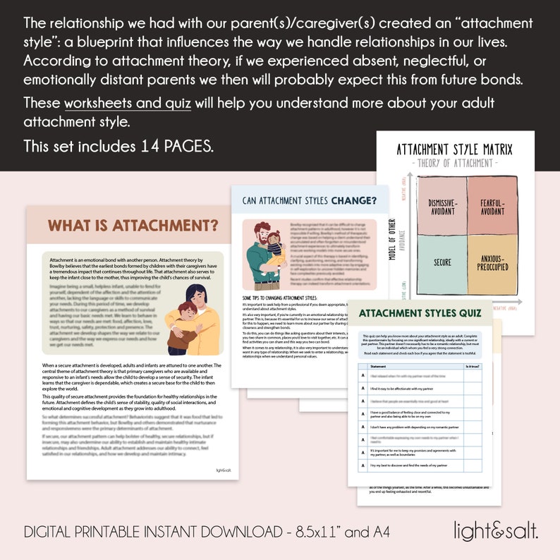 Attachment Styles Quiz, Attachment Theory, Therapy Worksheets ...