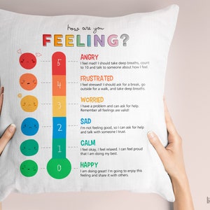 Feelings Thermometer Pillow, Feelings Chart, Zones of Regulation Throw ...