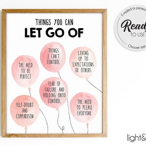 Things to Let Go Of, Mental Health Poster, Note to Self Poster ...