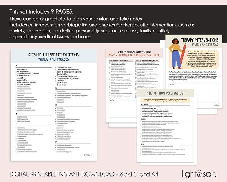 Therapy Interventions, Clinical Words & Phrases, Therapy Verbiage ...