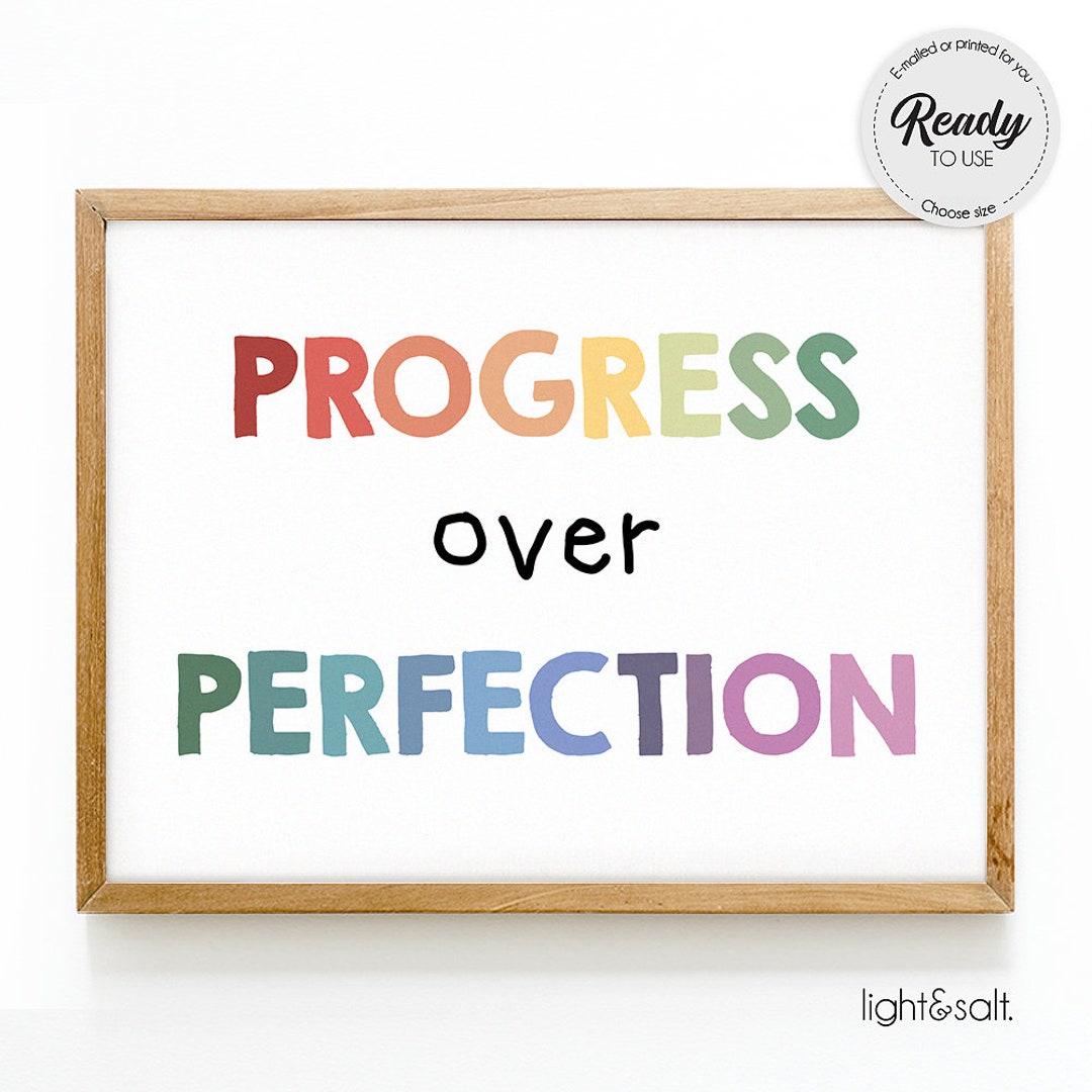 Progress Over Perfection, Mental Health Poster, Classroom Decor, Growth ...