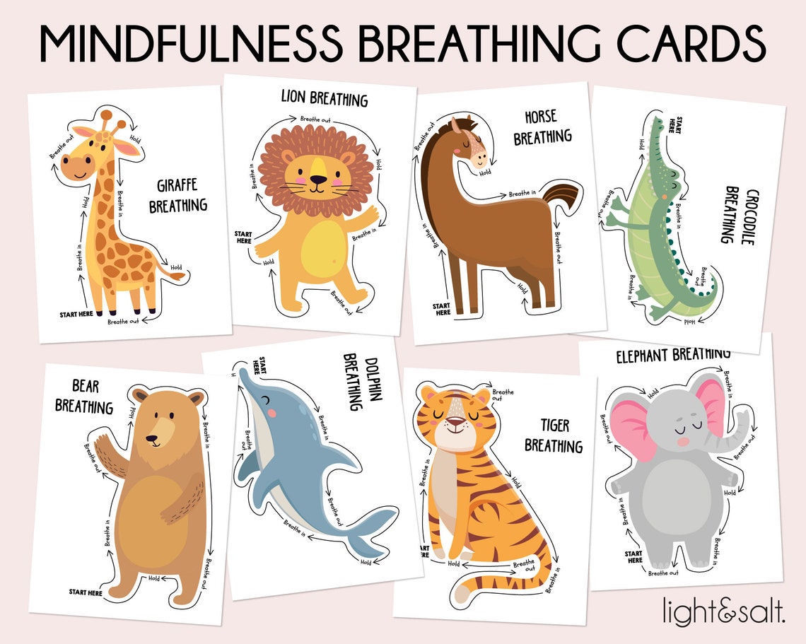 Mindfulness Breathing Exercises Activities for Kids Animal - Etsy