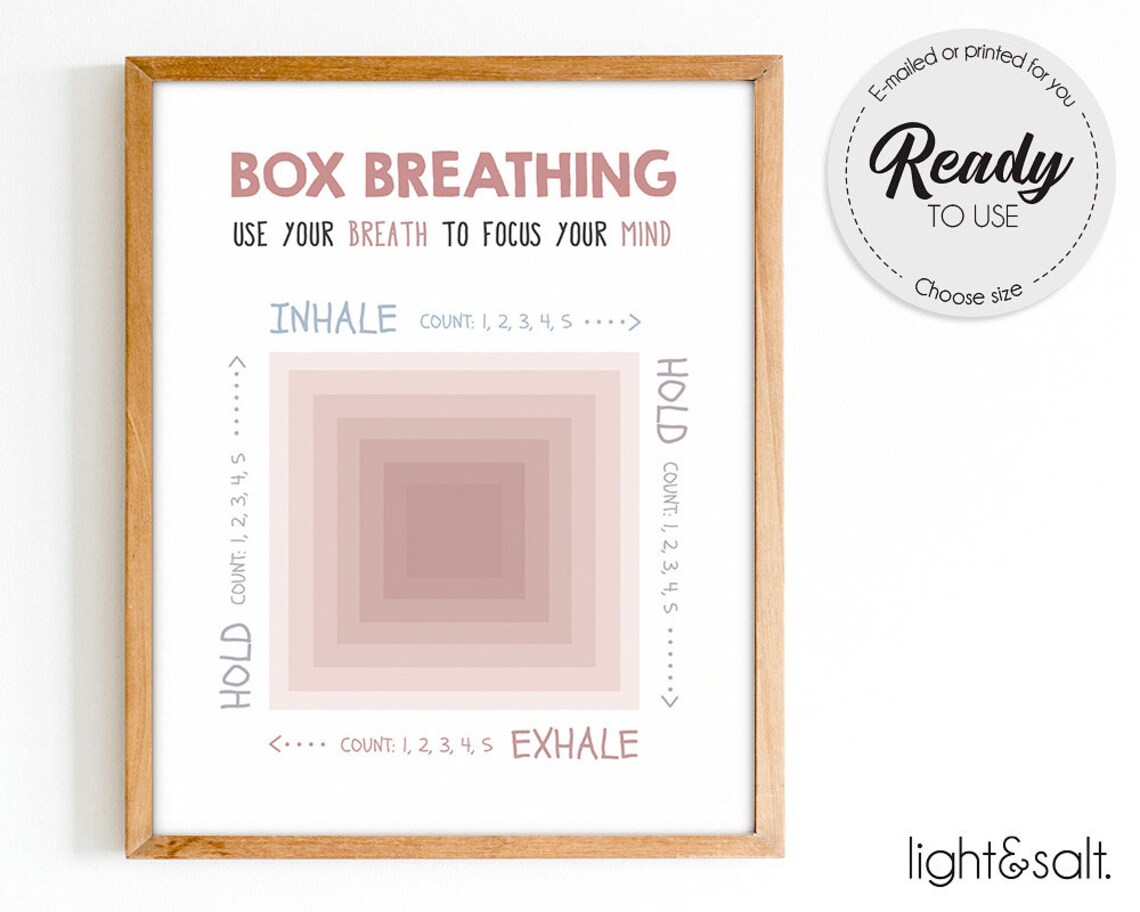 Grounding Technique Poster Box Breathing Calm Down Corner | Etsy
