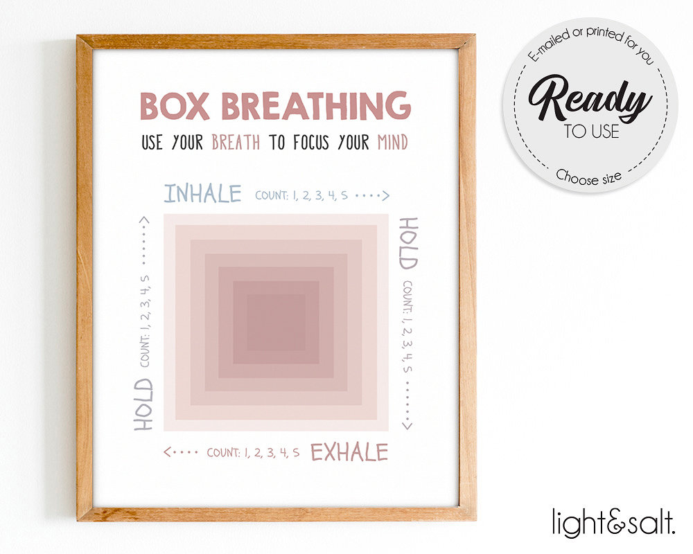 Grounding Technique Poster Box Breathing Calm Down Corner | Etsy