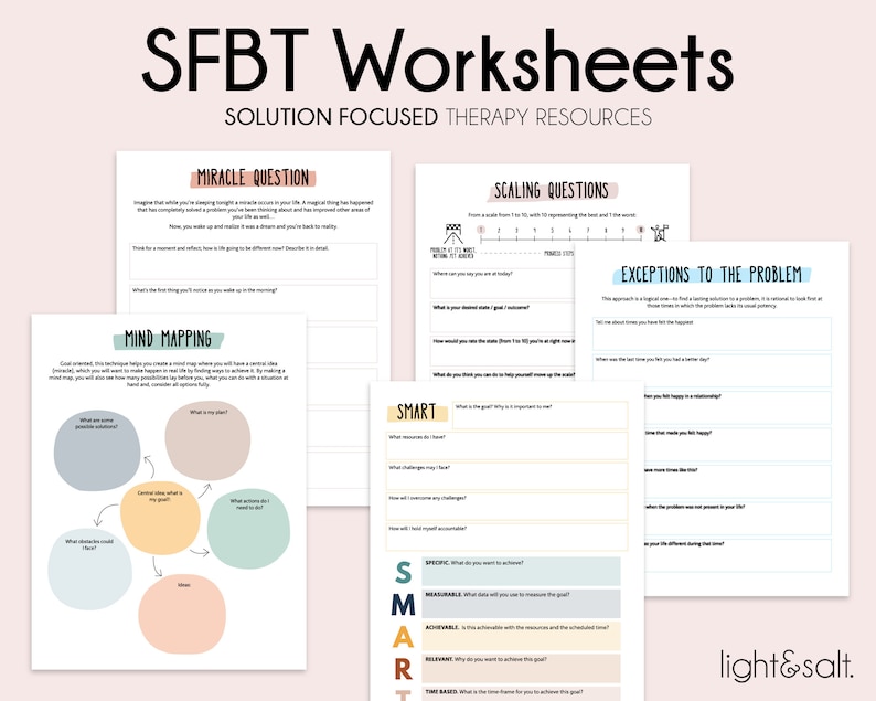 SFBT Solution Focused Therapy DBT Skills Therapy Worksheet | Etsy