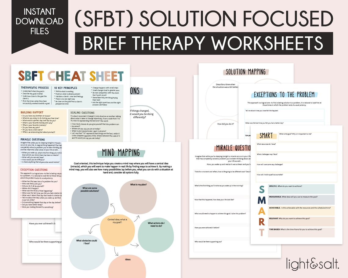 SFBT Solution Focused Therapy DBT Skills Therapy Worksheet - Etsy