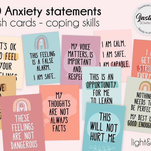 Anxiety Coping Skills Cards Anxiety Cards CBT DBT Flash - Etsy