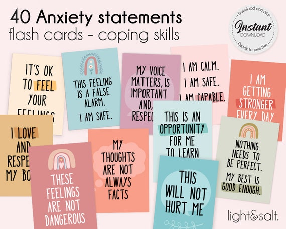 Anxiety Coping Skills Cards Anxiety Cards CBT DBT Flash - Etsy Ireland