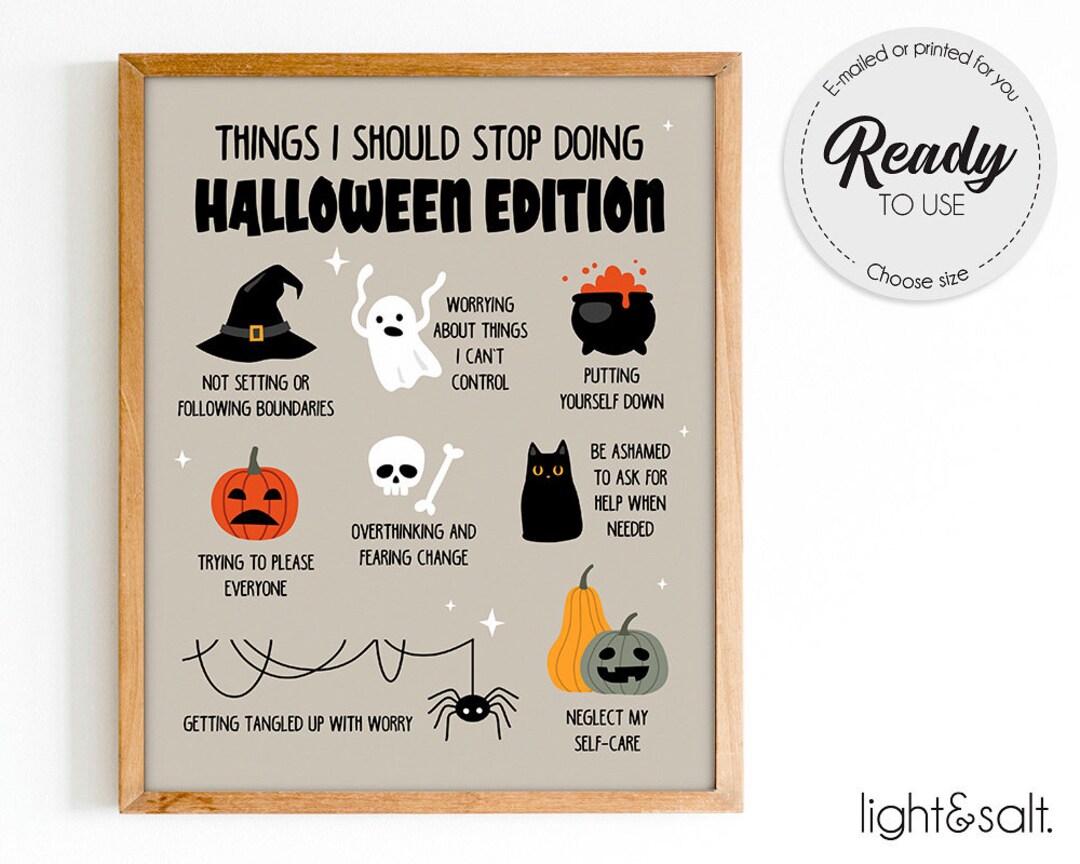 Things I Should Stop Doing, Halloween Mental Health Poster, Note to ...