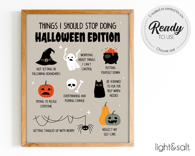 Things I Should Stop Doing, Halloween Mental Health Poster, Note to ...