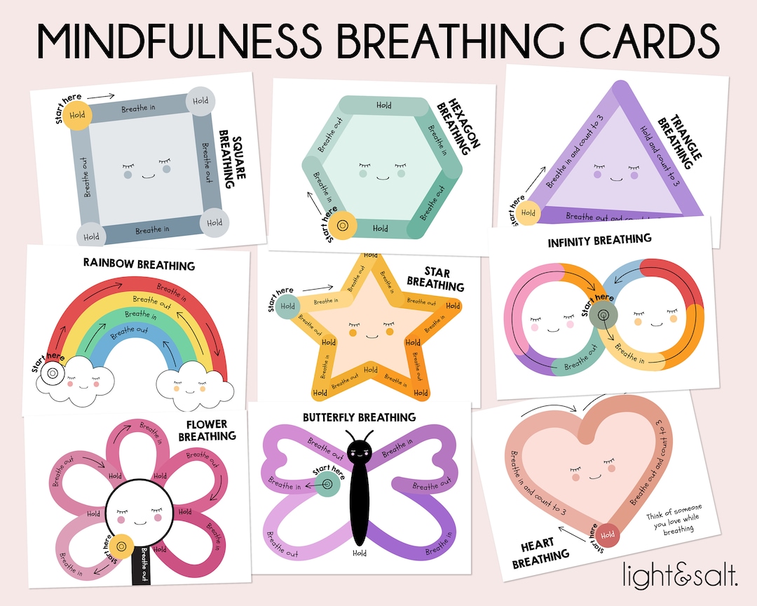 Mindfulness Breathing Exercises Activities for Kids, Breathing Cards ...