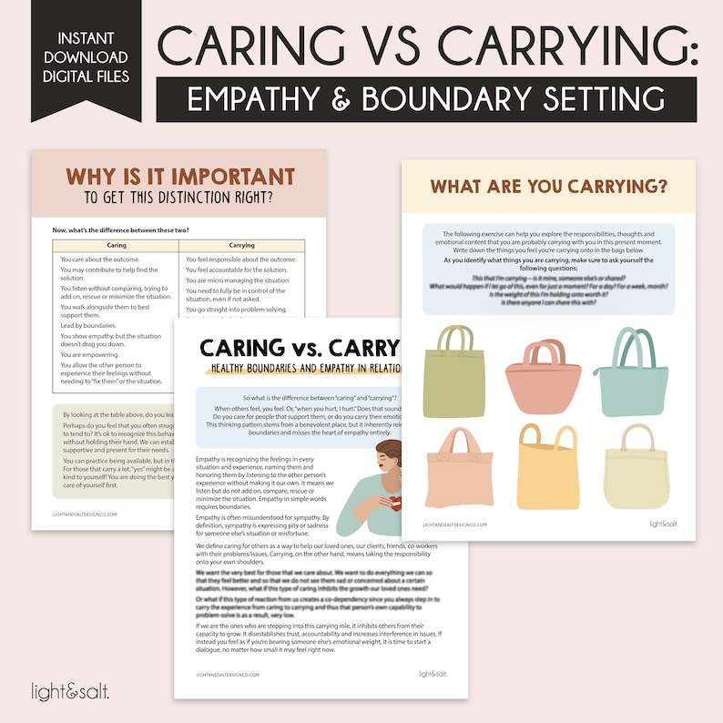 Caring Vs Carrying: Worksheets for Setting Healthy Boundaries in ...