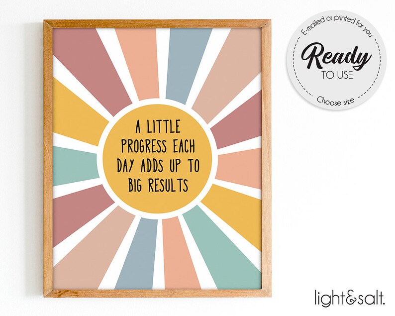 A Little Progress Each Day Adds up to Big Results Growth - Etsy
