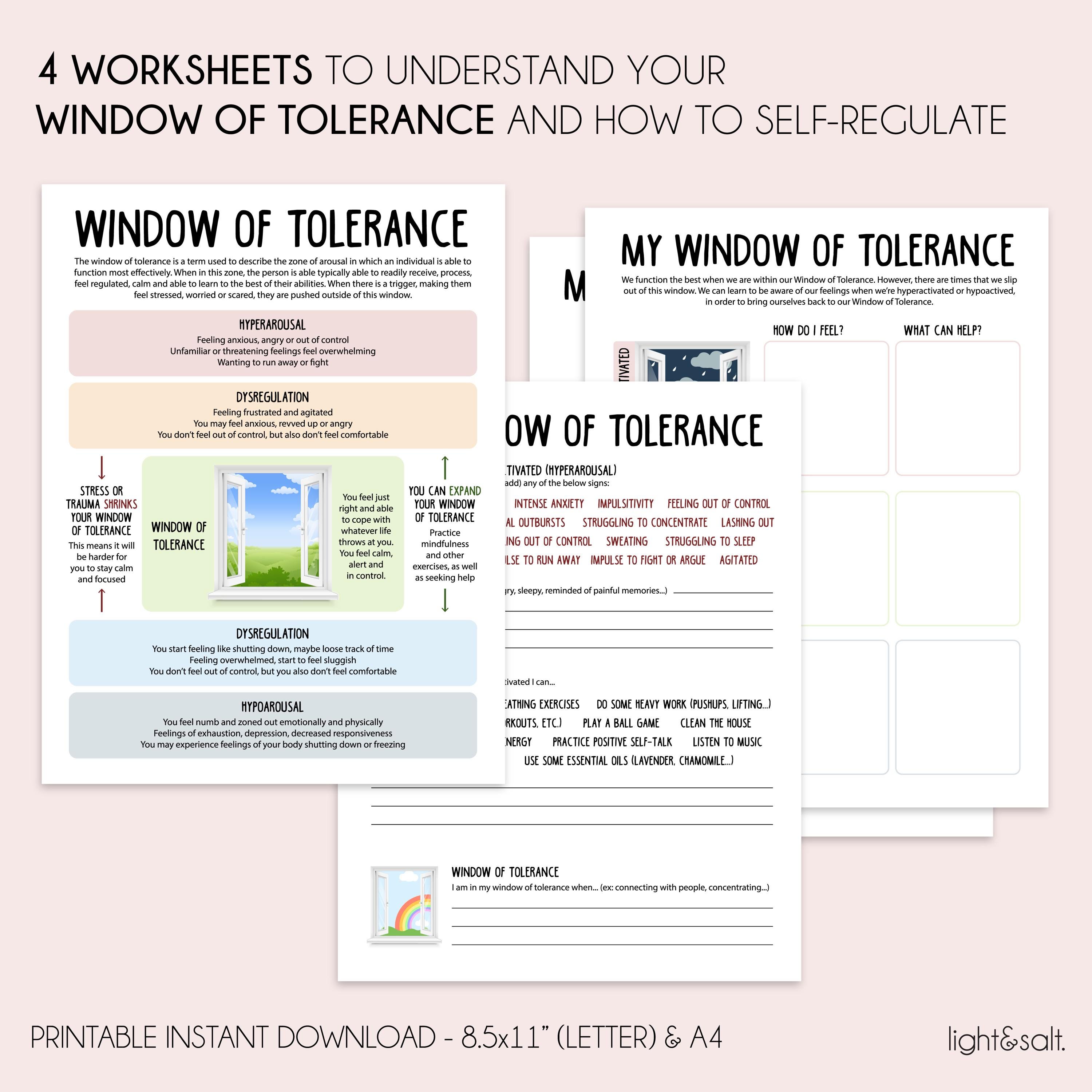 Window Of Tolerance Worksheet Trauma Therapy Social Emotional
