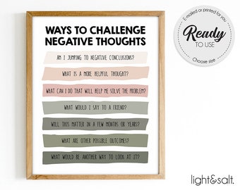 Challenging Negative Thoughts Poster Cognitive Behavioral | Etsy