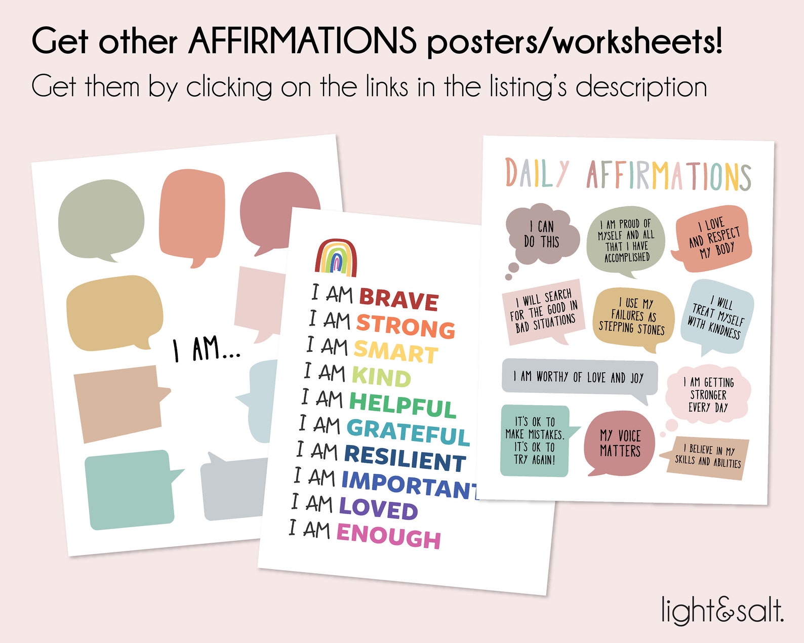 Positive Therapy Affirmation Worksheets, Mental Health Poster, Teaching ...