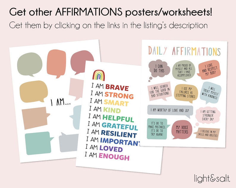 Positive Therapy Affirmation Worksheets, Mental Health Poster, Teaching ...