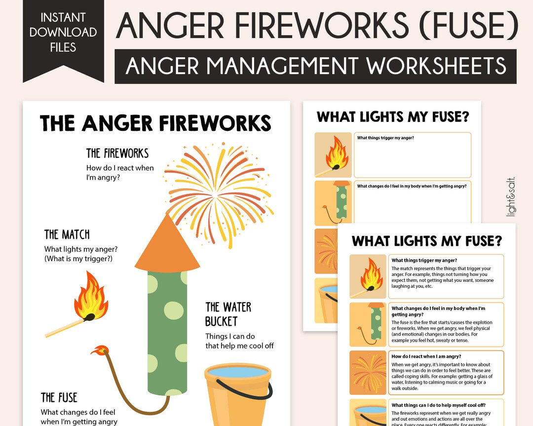 Anger Fuse Worksheets, Anger Management, Kids Feelings, Anger Triggers ...