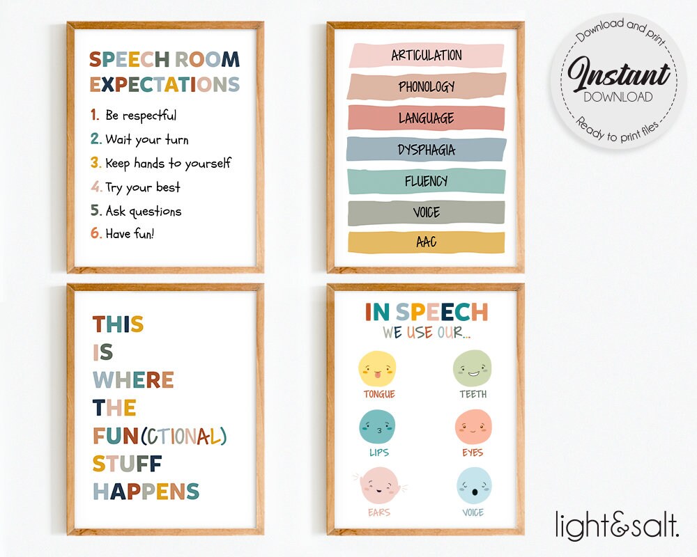 Speech Therapy Wall Decor Bundle Set of 4 Speech Room Decor - Etsy