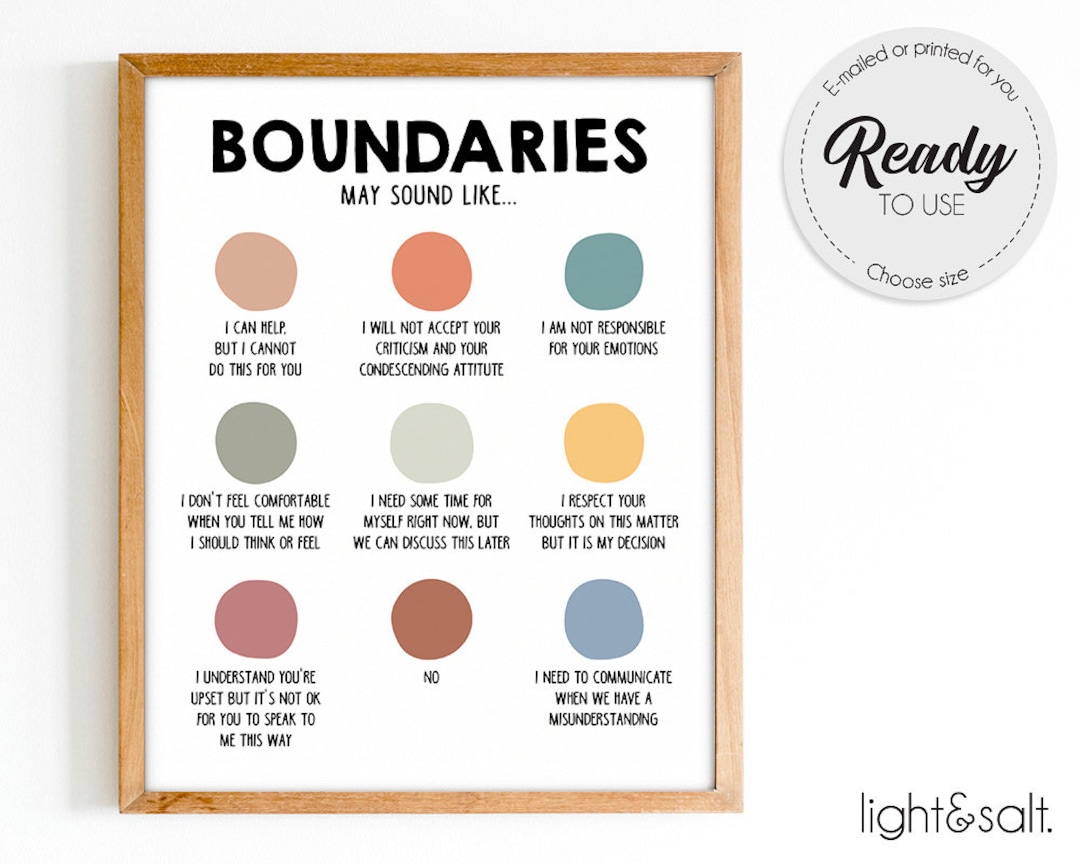 Boundaries Print, Mental Health Poster, Psychology Art, Therapy Office ...