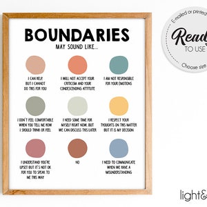 Boundaries Print, Mental Health Poster, Psychology Art, Therapy Office ...