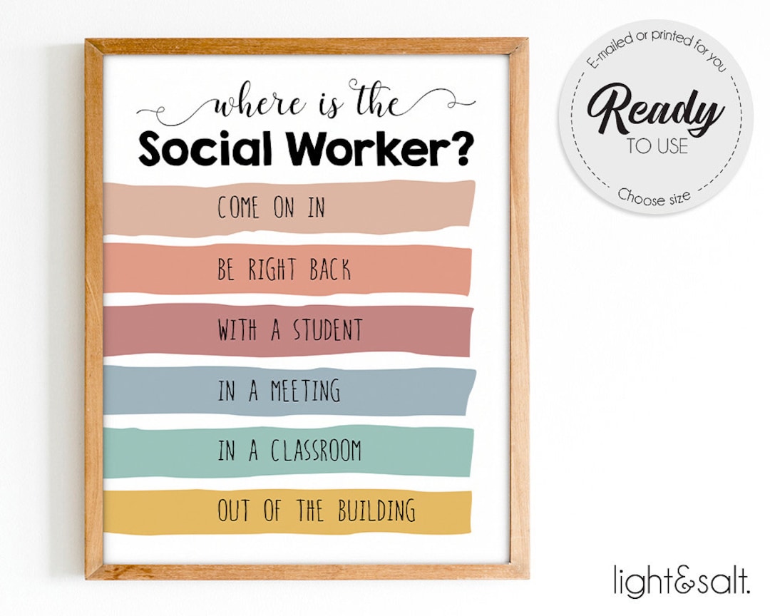 Where is the Social Worker Door Sign, Therapy Office Decor, School ...